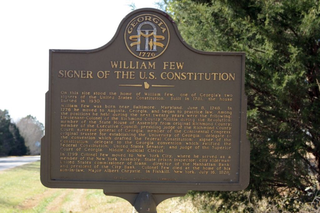 Marker Monday: William Few Signer of the U.S. Constitution - Georgia ...