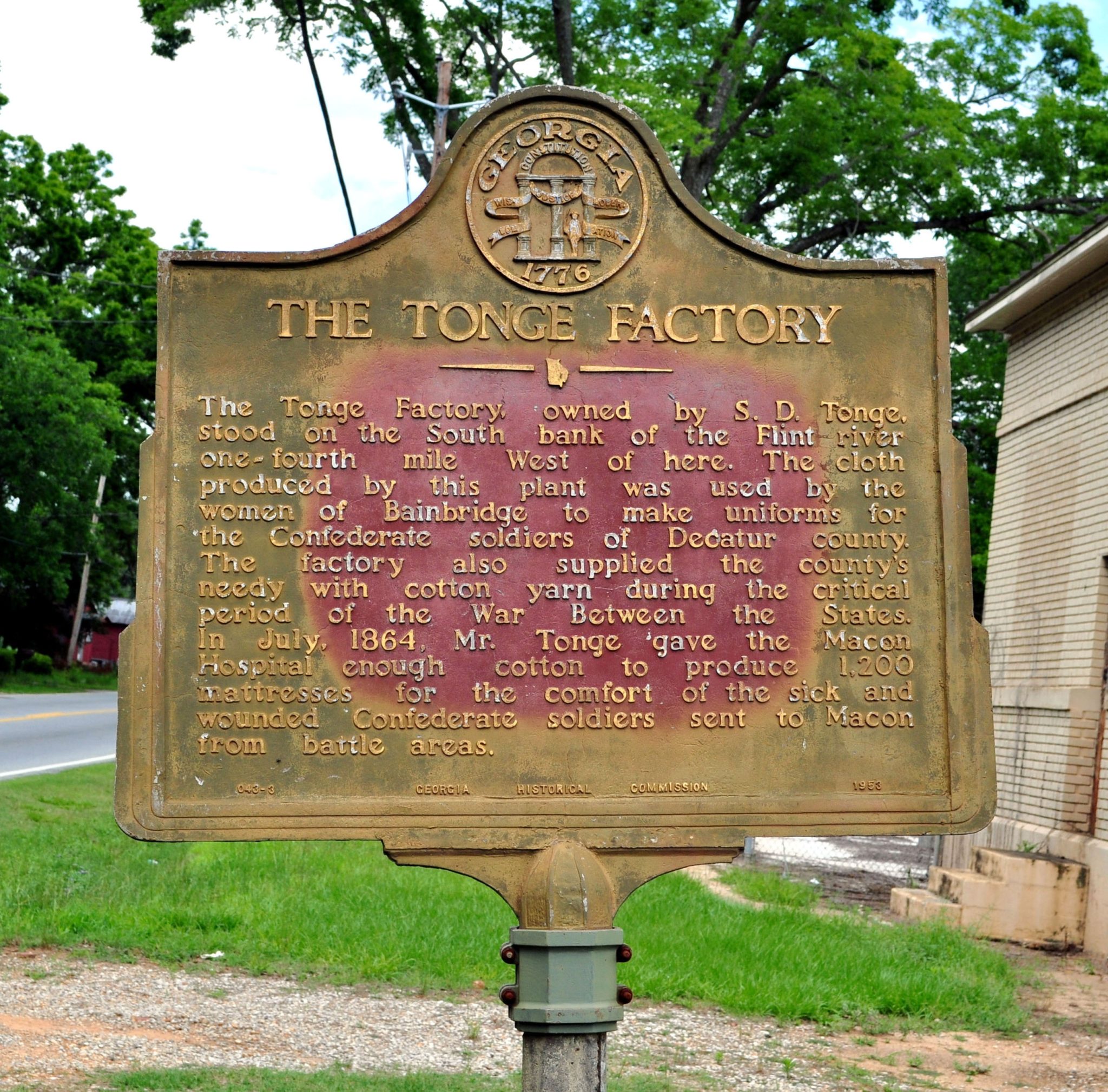 Marker Monday: The Tonge Factory - Georgia Historical Society