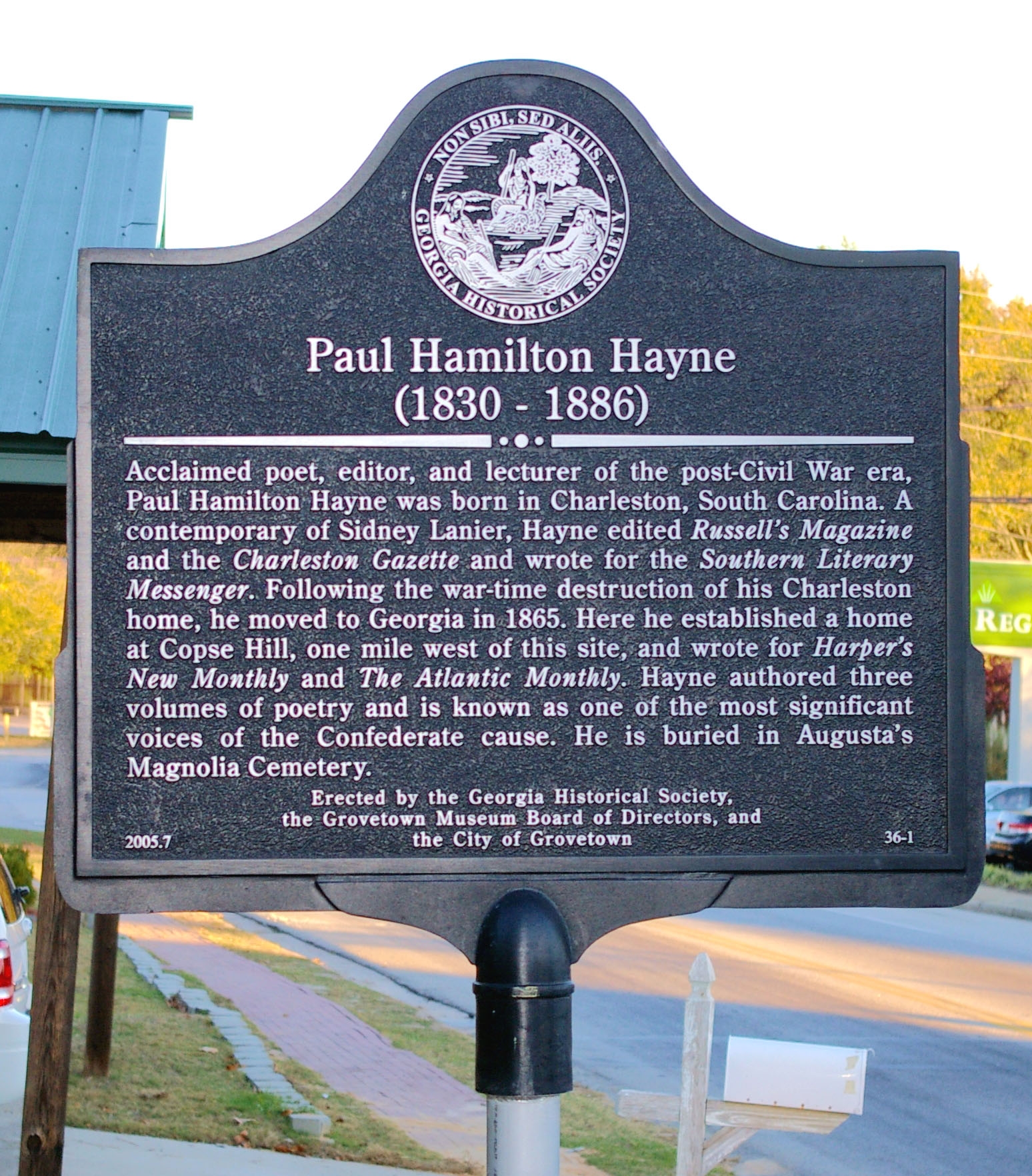 Marker Monday: Paul Hamilton Hayne (1830-1886) - Georgia Historical Society