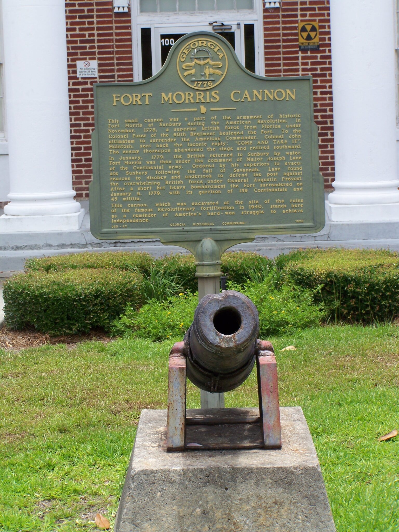 Marker Monday: Fort Morris Cannon - Georgia Historical Society
